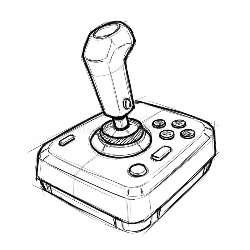 Sketch of a Joystick with a Tall, Angled Handle Mounted on a Square ...