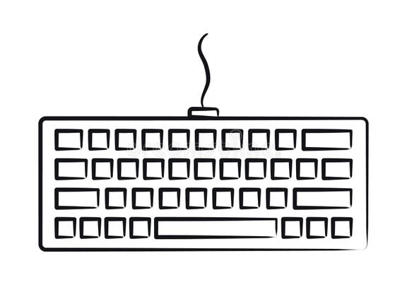 Sketch Keyboard, Buttons, Wire. Pencil-drawn Computer Equipment ...