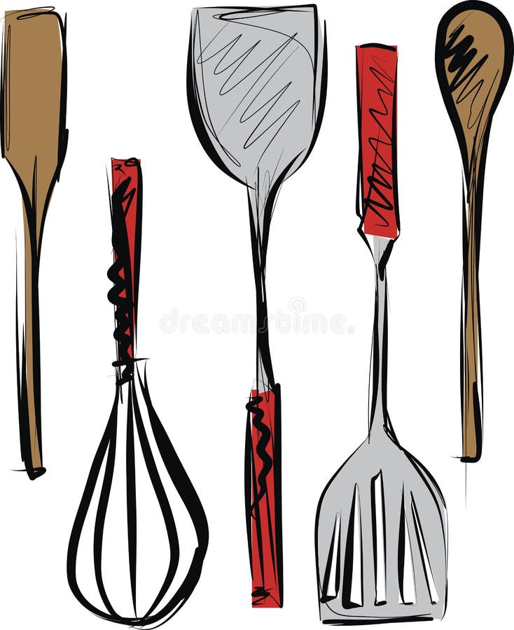 Sketch of Kitchen Tools and Cooking Utensils Icon Stock Vector ...