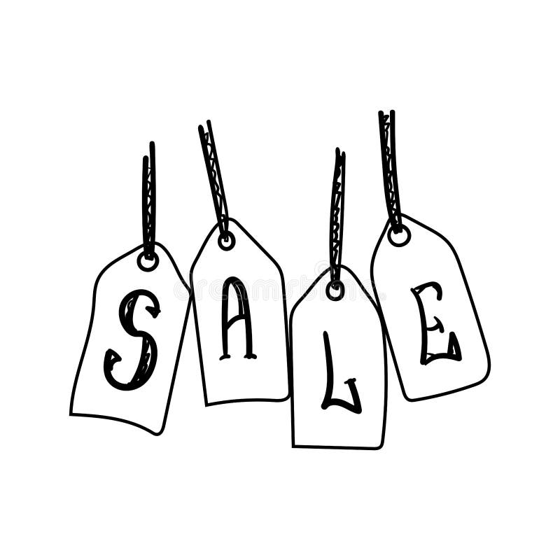 Sketch of Labels on Threads with Handwritten Text SALE. Drawn by Hand ...