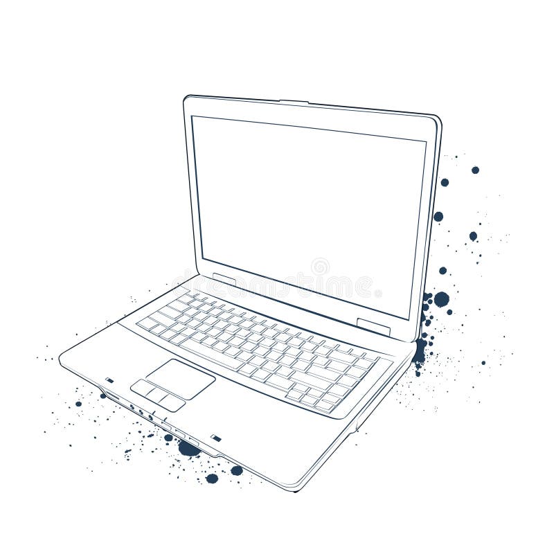 Black Laptop Sketch Stock Illustrations – 7,485 Black Laptop Sketch ...
