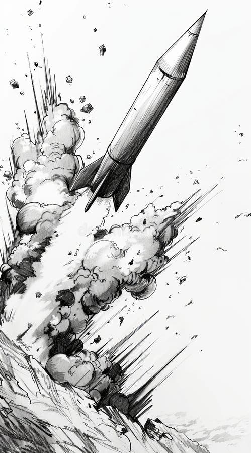 Sketch of a Large Launched Rocket. Generative AI. Stock Illustration ...