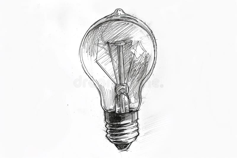 A Sketch of an LED Light Bulb Isolated on a Pure White Background ...