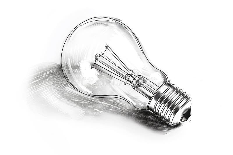 A Sketch of an LED Light Bulb Isolated on a Pure White Background ...