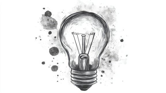Sketch of Light Bulb with Faint Illumination Effect Stock Illustration ...