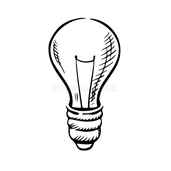 Sketch of light bulb icon stock vector. Illustration of imagination ...