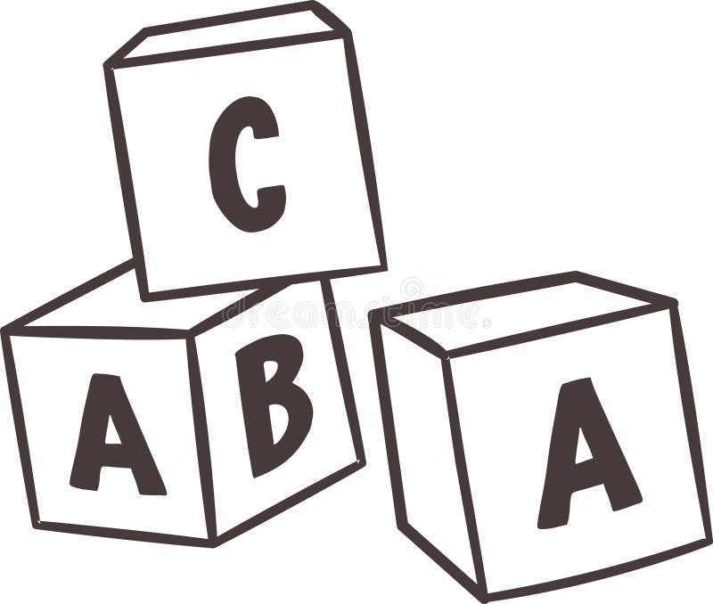 Sketch Line ABC Cubes Toys stock illustration. Illustration of play ...