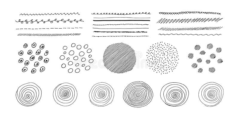 Set of Hand Drawn Textures and Lines. Doodle Style. Vector Objects ...