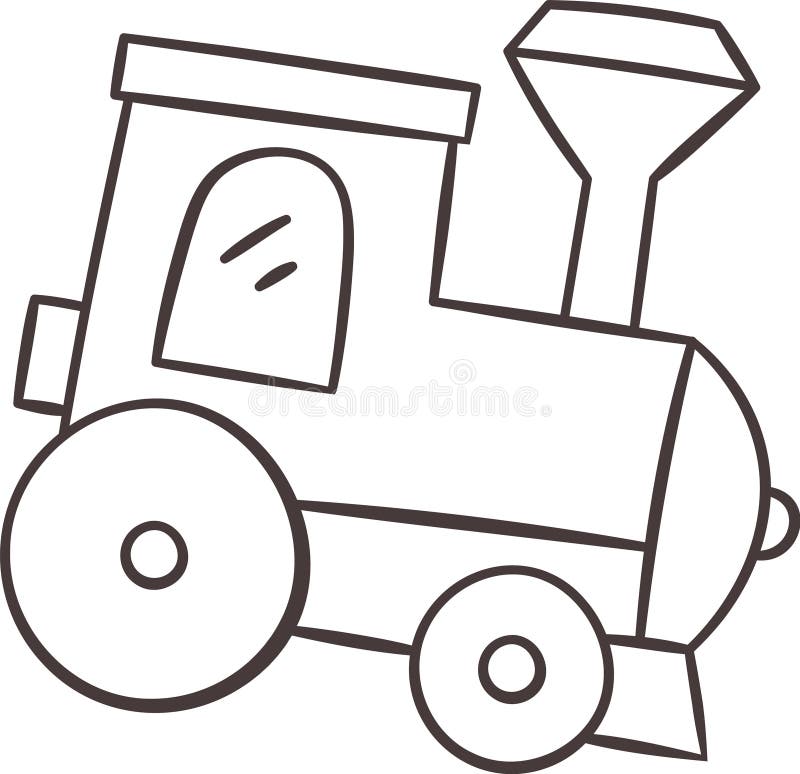 Sketch Line Train Toy stock vector. Illustration of cute - 370135502