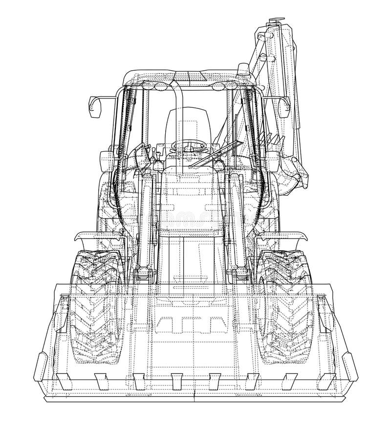 Sketch of Loading Shovel with Back Actor Stock Illustration ...