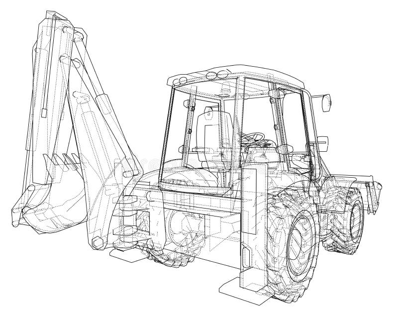 Sketch of Loading Shovel with Back Actor Stock Vector - Illustration of ...