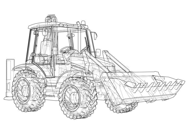 Sketch of Loading Shovel with Back Actor Stock Vector - Illustration of ...