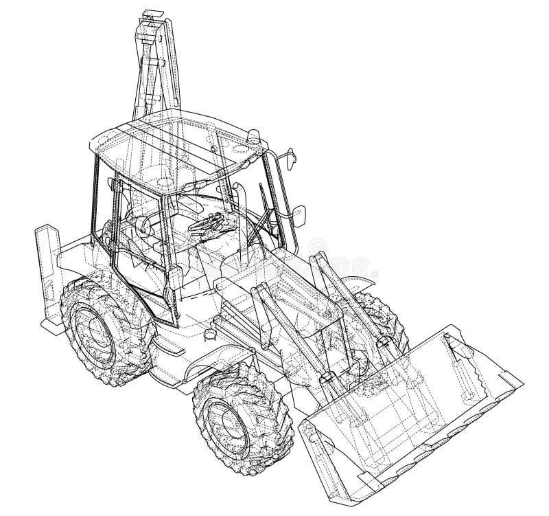 Sketch of Loading Shovel with Back Actor Stock Vector - Illustration of ...