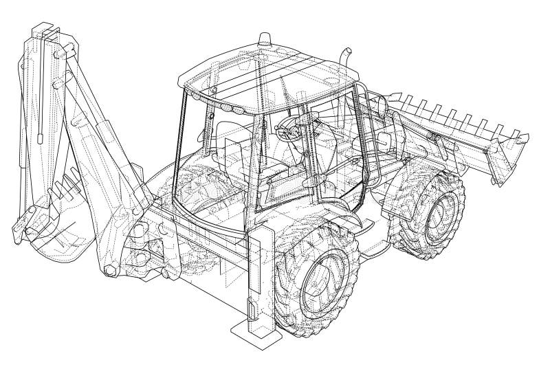 Sketch of Loading Shovel with Back Actor Stock Vector - Illustration of ...