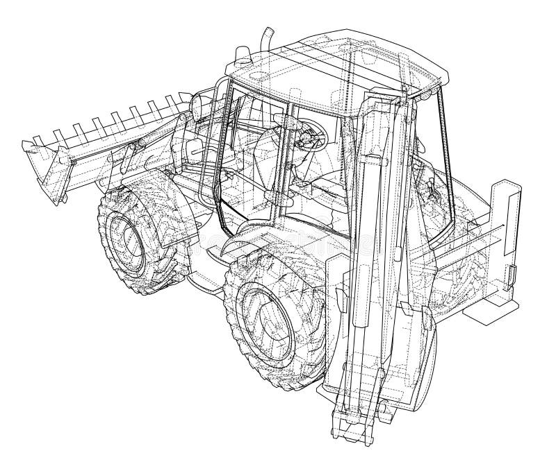 Sketch Of Loading Shovel With Back Actor Stock Vector - Illustration of ...