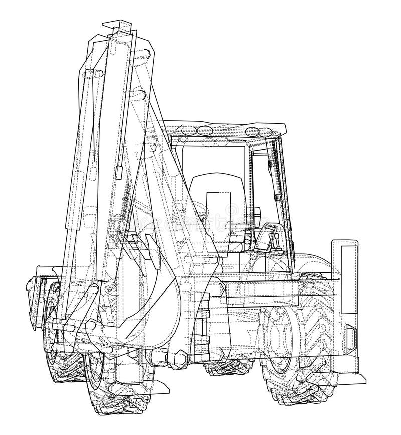 Sketch of Loading Shovel with Back Actor Stock Vector - Illustration of ...