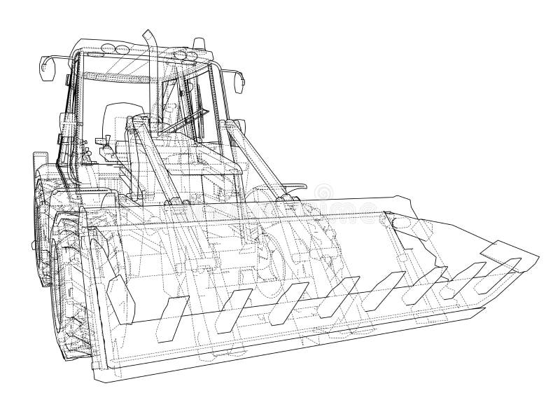 Sketch of Loading Shovel with Back Actor Stock Vector - Illustration of ...