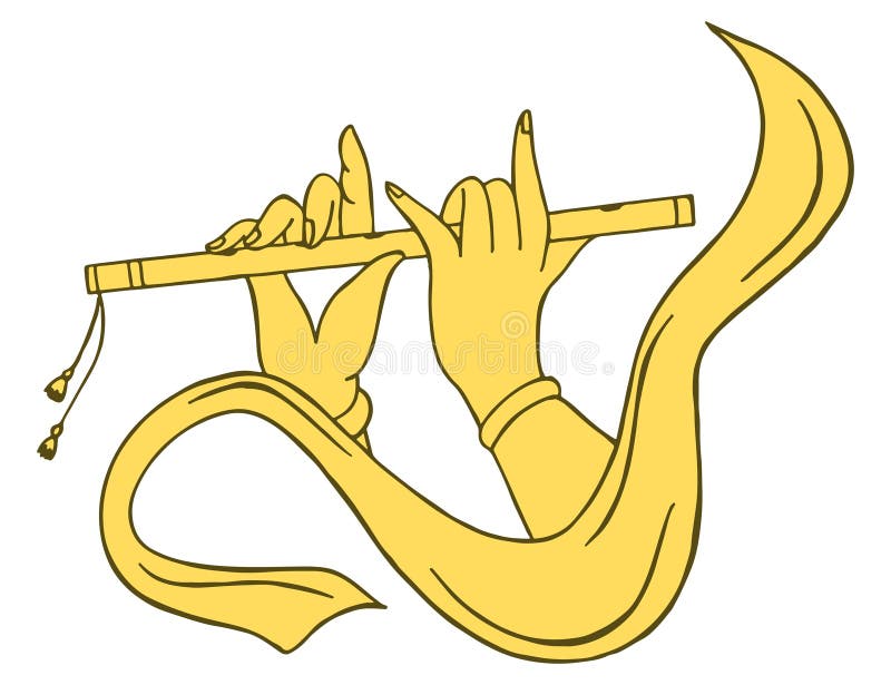 Sketch of Lord Krishna and Design Elements Illustration Stock Vector ...