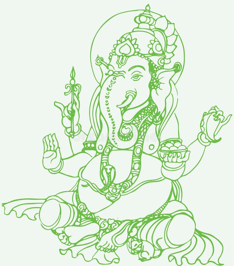 Sketch of Lord Vinayaka or Ganesha Creative Outline Editable Vector ...