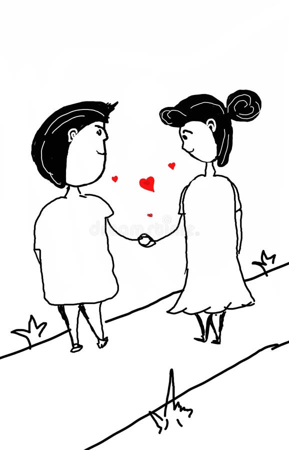 Sketch of Love Couple, stock illustration. Illustration of couple ...