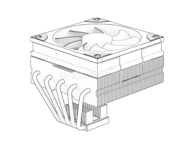 Sketch of Low-profile Cpu Cooler Stock Photo - Illustration of sink ...