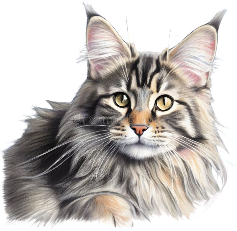 A Sketch of a Main Coon Cat. AI-Generated. Stock Photo - Image of ...