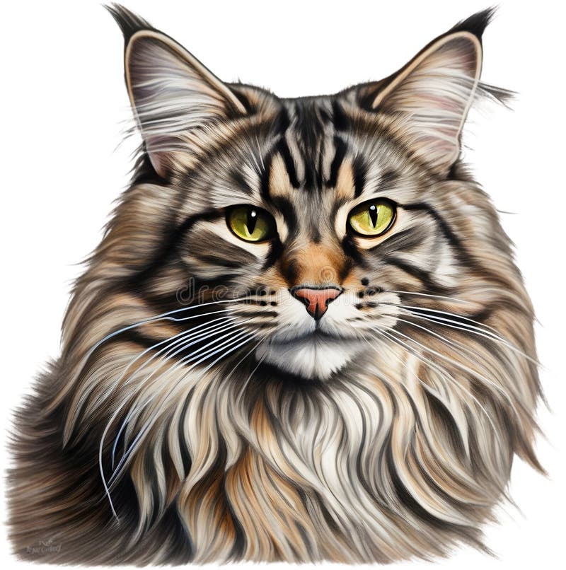 A Sketch of a Main Coon Cat. AI-Generated. Stock Image - Image of ...