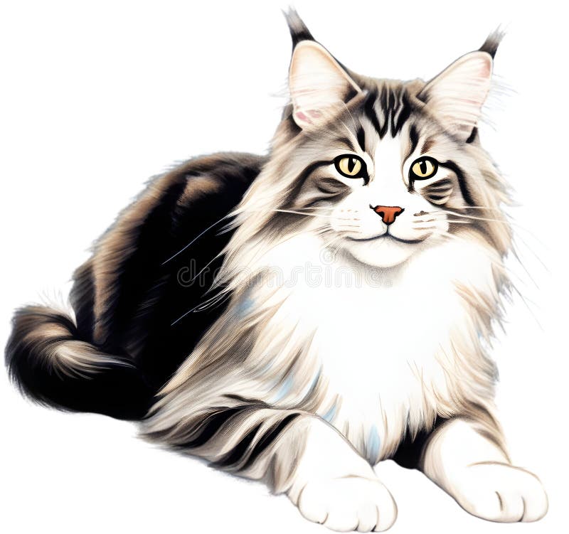 A Sketch of a Main Coon Cat. AI-Generated. Stock Photo - Image of ...