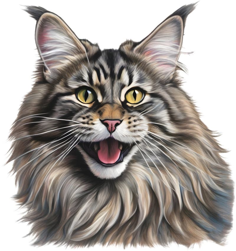 A Sketch of a Main Coon Cat. AI-Generated. Stock Photo - Image of ...
