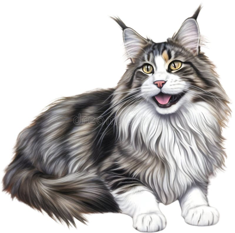 A Sketch of a Main Coon Cat. AI-Generated. Stock Photo - Image of ...