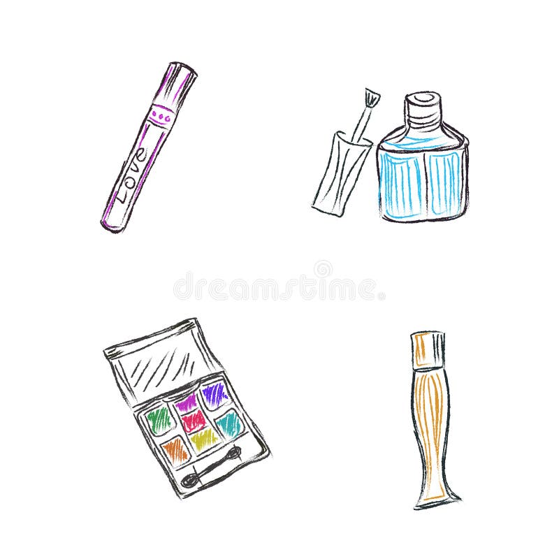 Set of Makeup Objects, Sketch Design, Vector Illustration Stock Vector ...