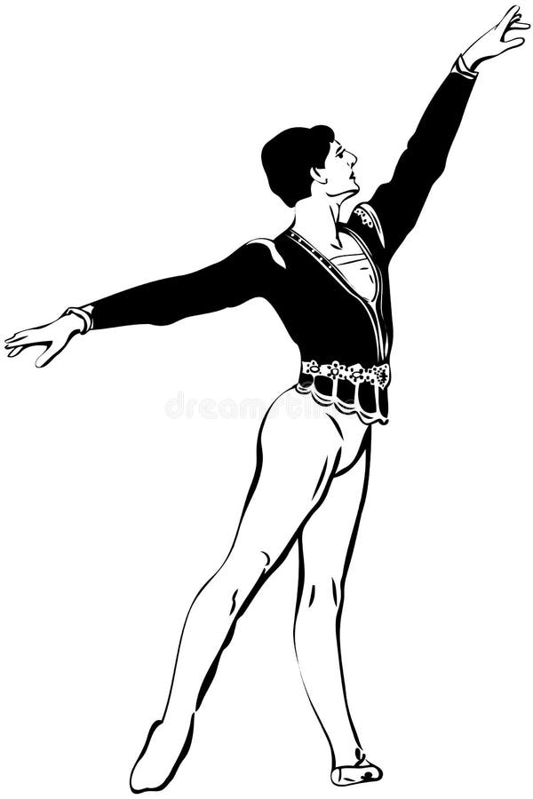 Sketch Male Ballet Dancer Standing in Pose Stock Vector - Illustration ...