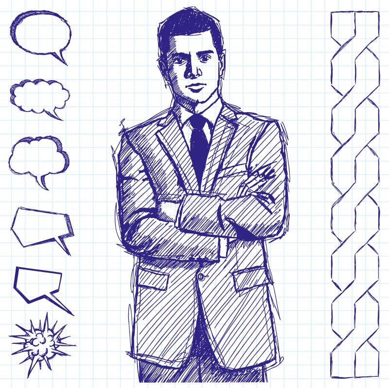 Sketch Man Businessman in Suit Stock Vector - Illustration of ...