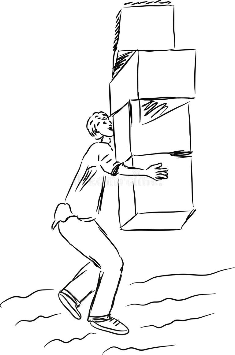 Stick Man Carrying Boxes Stock Illustrations – 27 Stick Man Carrying ...