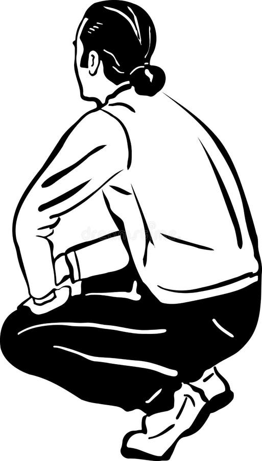 Sketch of a man crouched stock vector. Illustration of elbow - 50597715