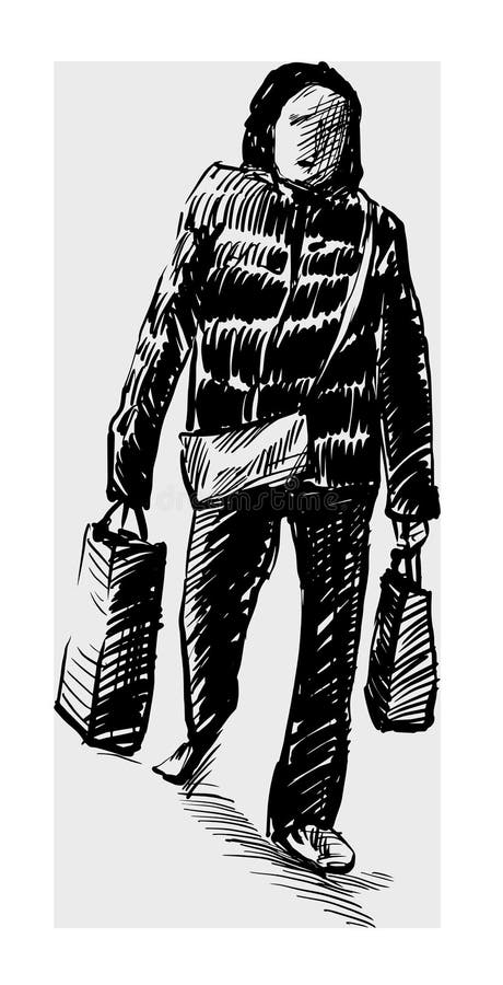 Sketch of the Man Exercise with Dumbbell Hand Draw Stock Illustration ...