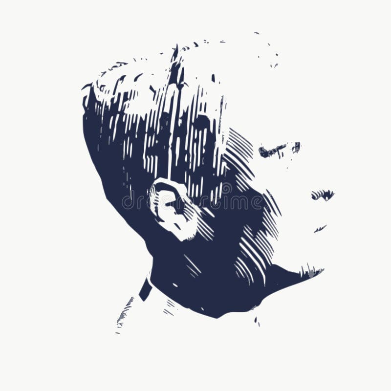 Sketch of a face stock vector. Illustration of grunge - 159331617