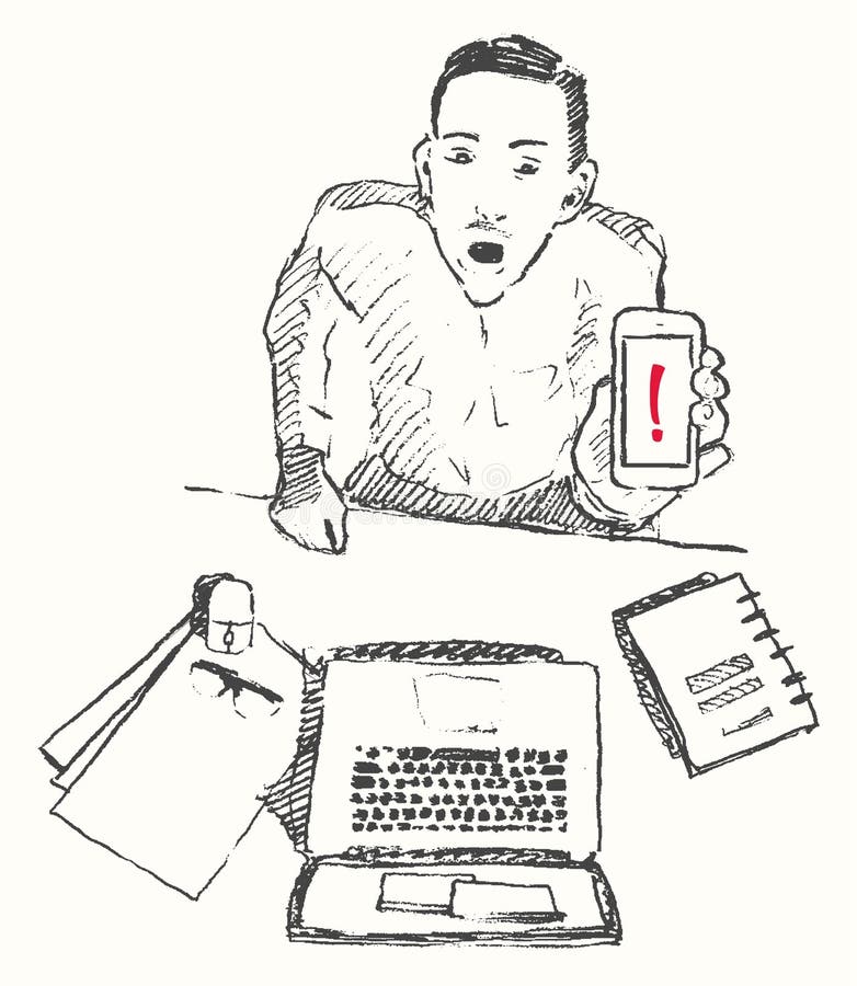 Sketch Man Computer Office Work Drawn Top View Stock Illustrations – 97 ...