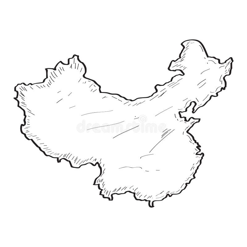 Sketch of a map of China stock vector. Illustration of politic - 130918486