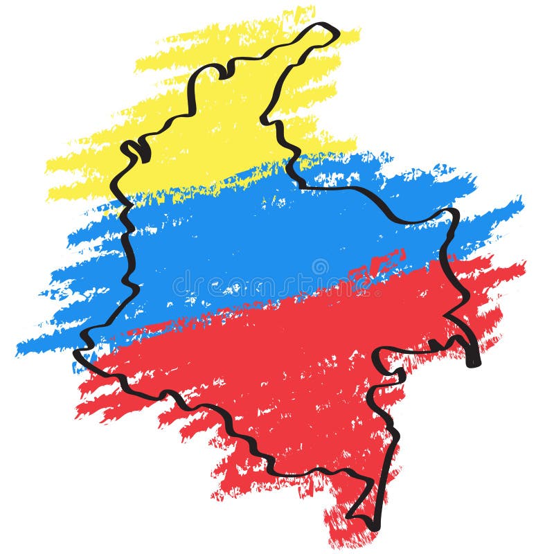 Sketch of a Map of Colombia Stock Vector - Illustration of land ...