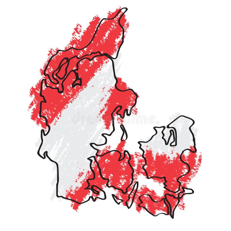 Sketch of a map of Denmark stock vector. Illustration of graphic ...