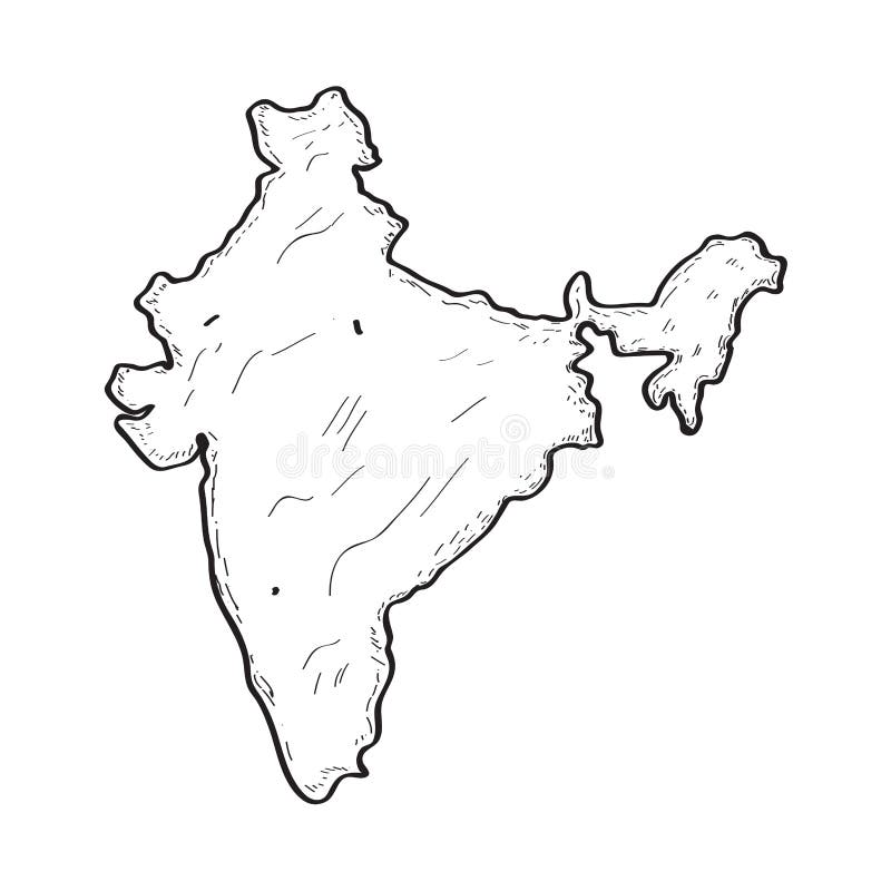 Sketch of a map of India stock vector. Illustration of travel - 123091439