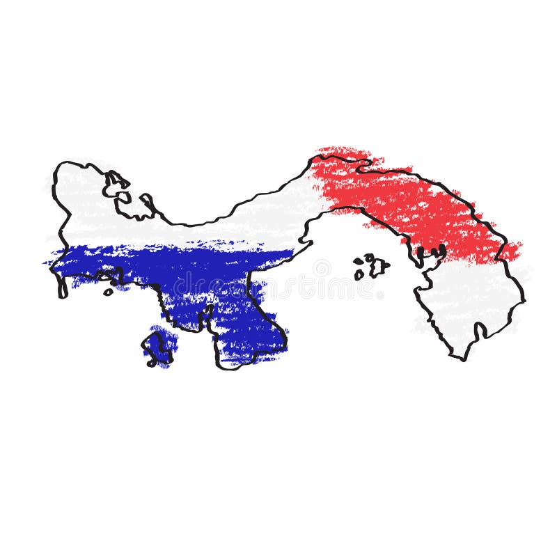 Sketch of a map of Panama stock vector. Illustration of paint - 123091826