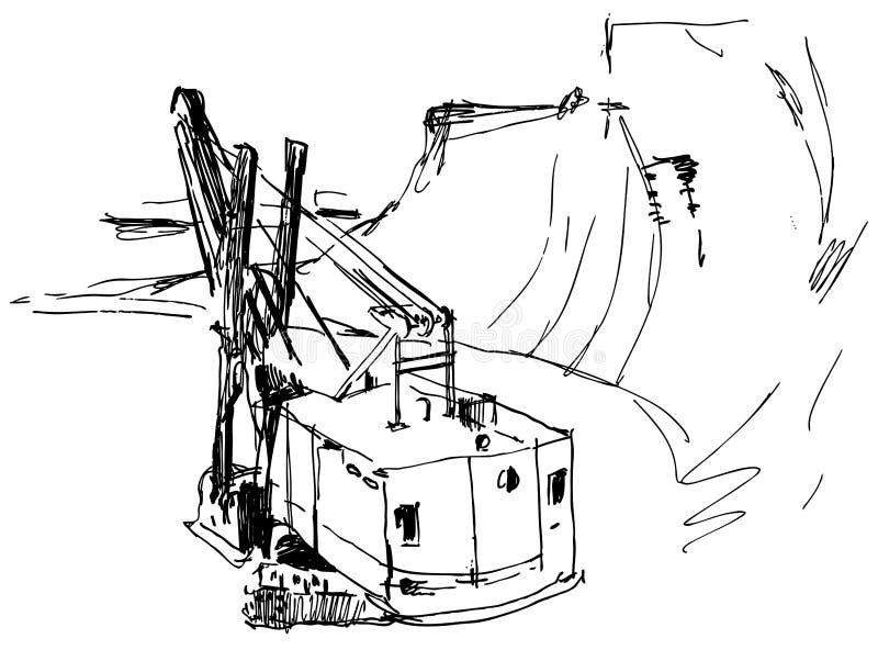Sketch of a Mining Excavator at Work Stock Vector - Illustration of ...