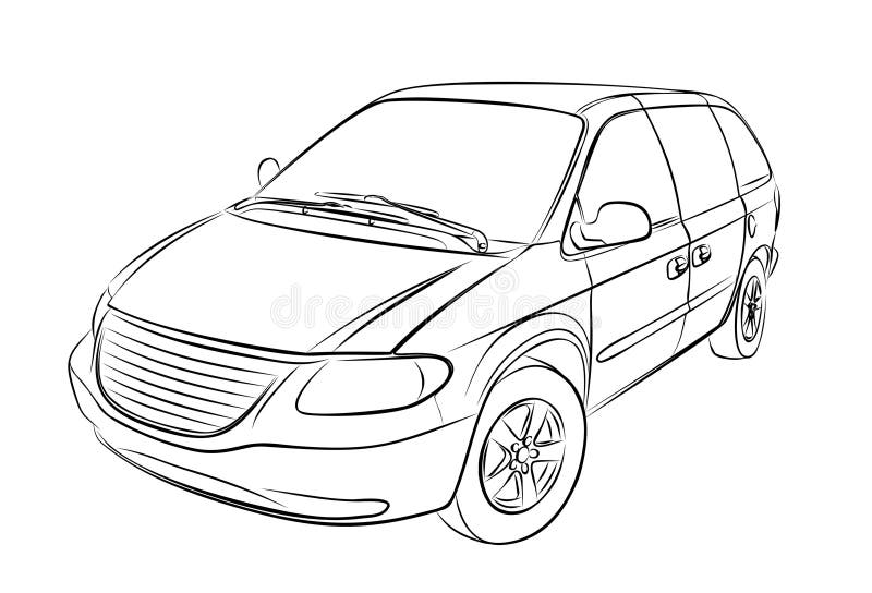 Minivan. Car Sketch stock vector. Illustration of draw - 78041411