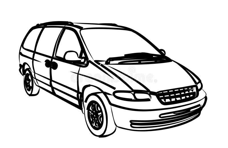 The sketch of a minivan. stock vector. Illustration of vector - 305357099