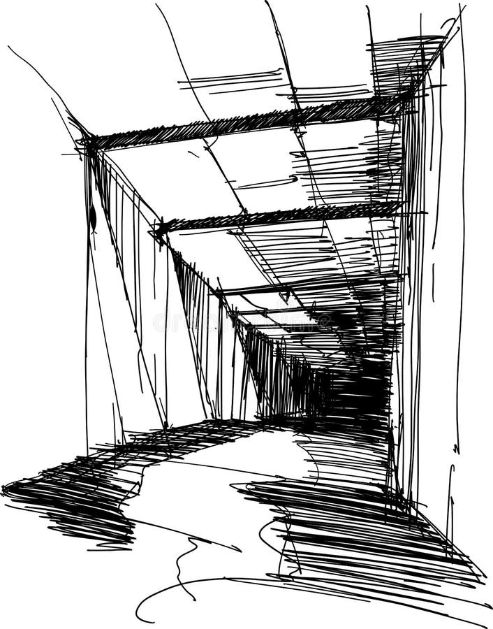 Sketch of Modern Abstract Interior or Corridor Stock Vector ...