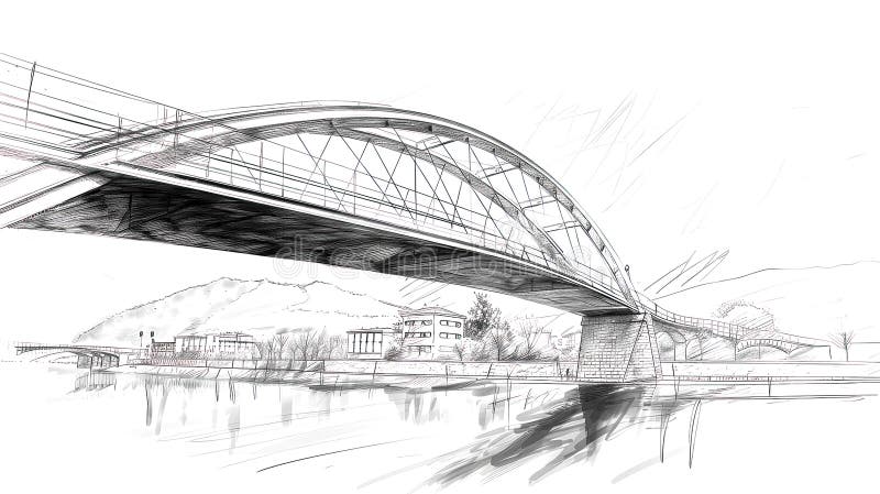 Arched Bridge Drawing Stock Illustrations – 49 Arched Bridge Drawing ...