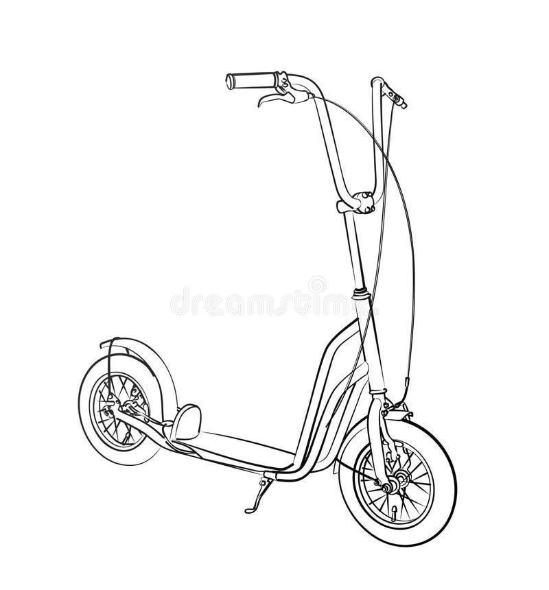 Sketch of the Electric Scooter. Stock Vector - Illustration of vector ...