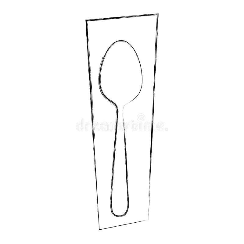 Sketch of Monochrome Blurred Contour of Rectangle with Spoon Stock ... Sketch of Monochrome Blurred Contour of Rectangle with Spoon Stock ...